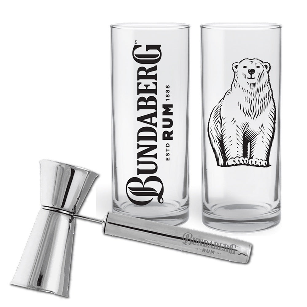 Bundaberg Rum Highball Glasses and Jigger Gift Pack – exclusivesignings