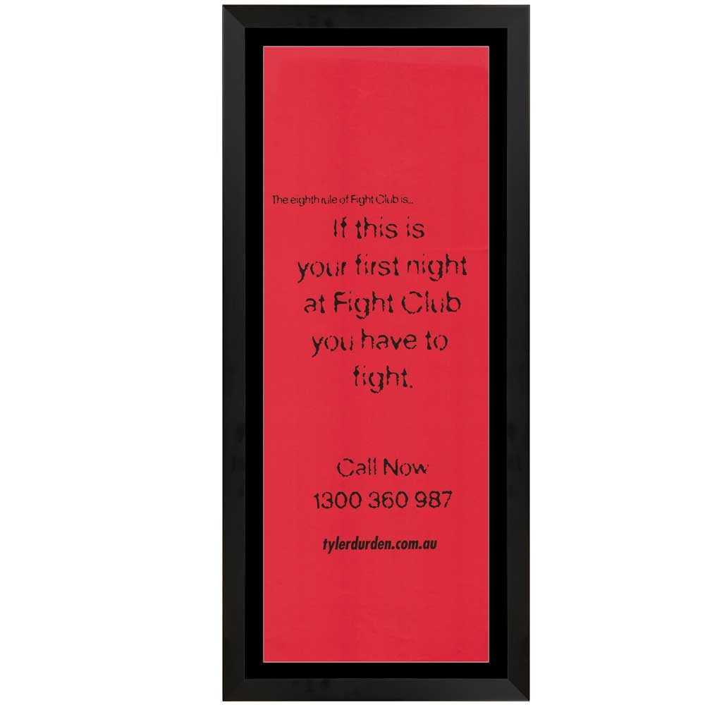 Fight Club "8th Rule" Framed Promo Daybill Poster – exclusivesignings