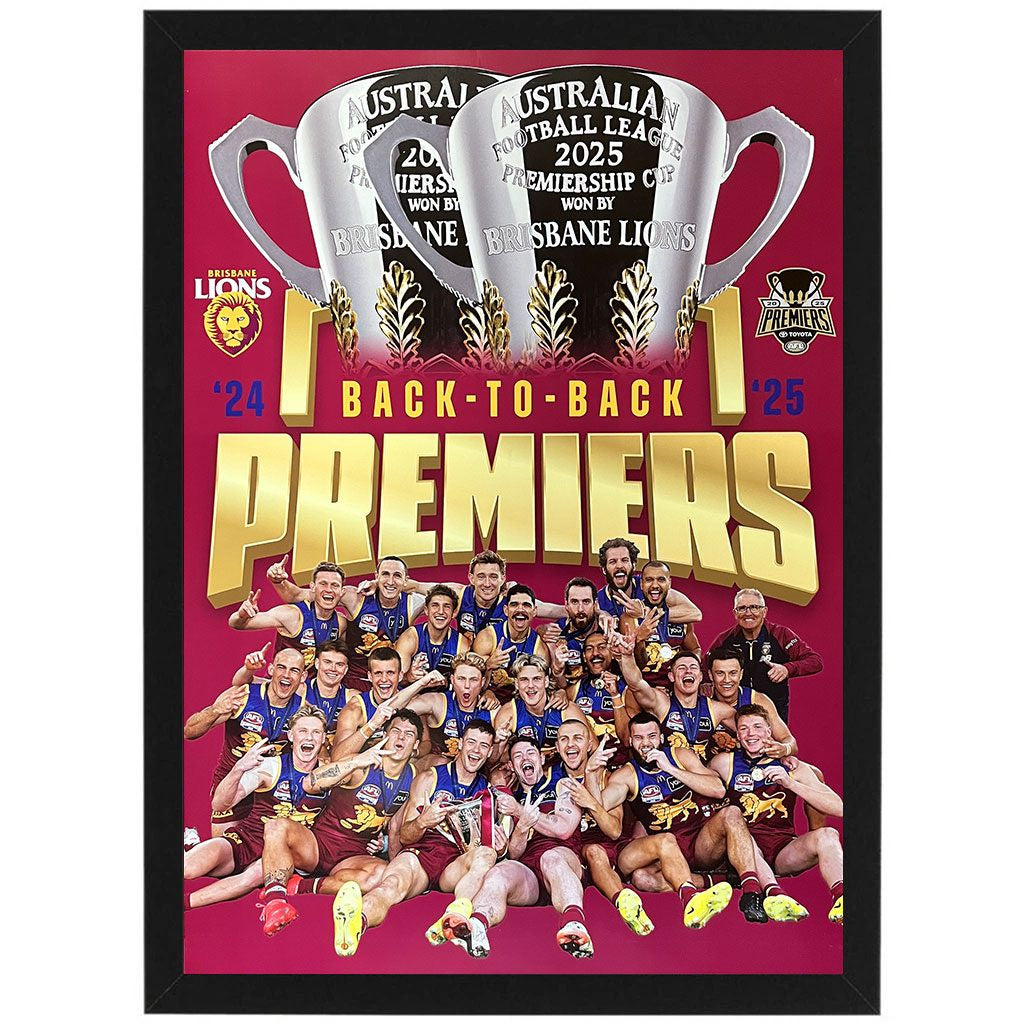 Brisbane Lions 2025 Premiers Framed Celebration Poster – exclusivesignings