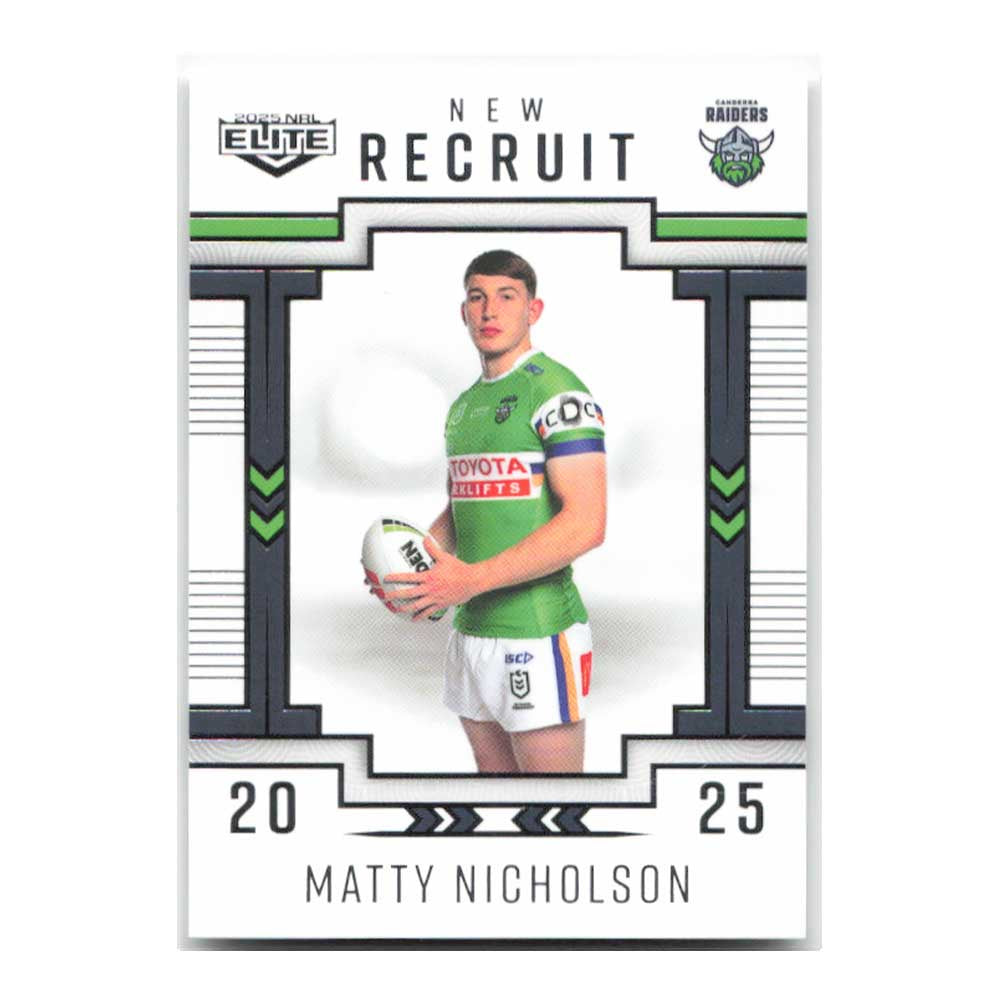Matty Nicholson New Recruit Raiders NR03/38 2025 NRL Elite Trading Car ...