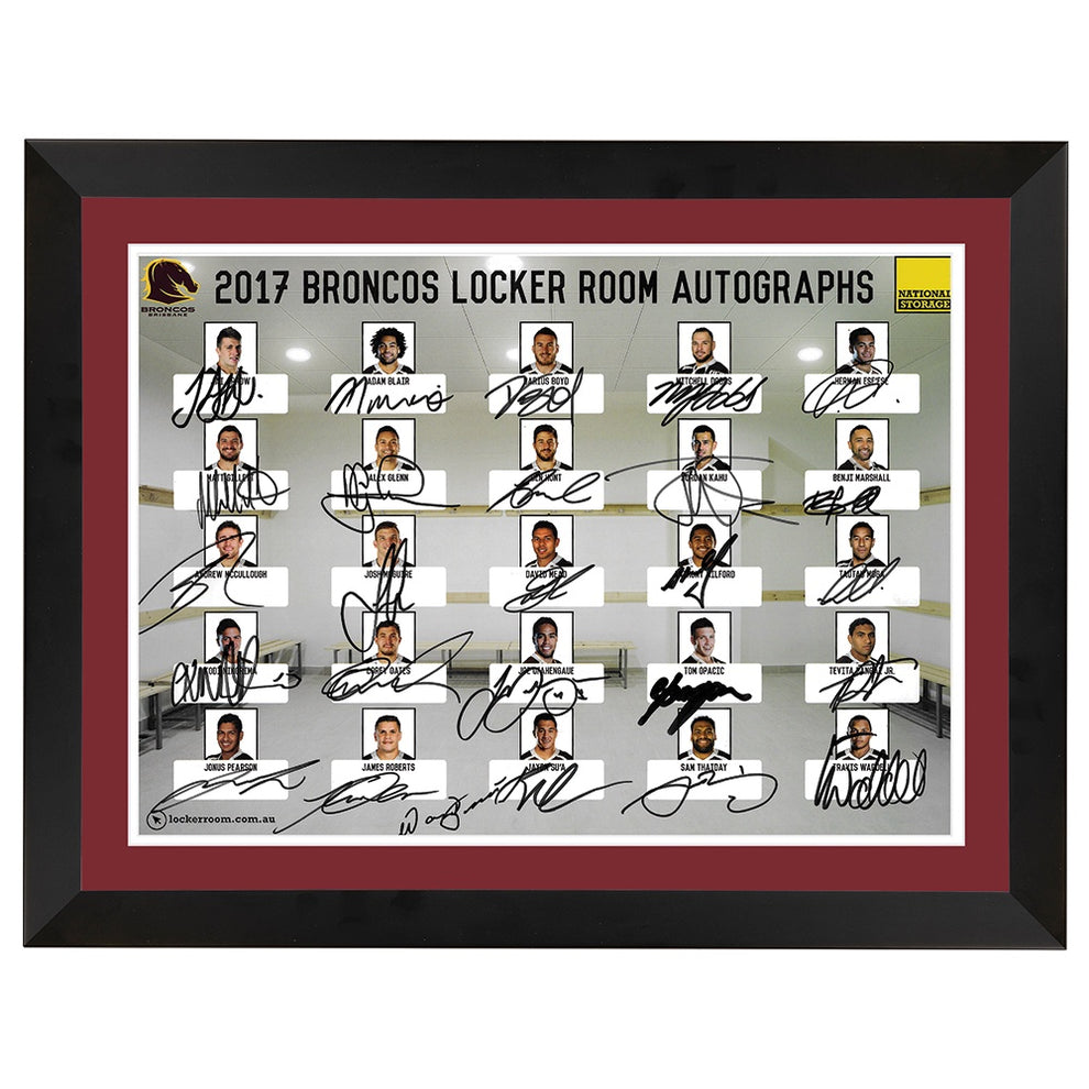 Brisbane Broncos Locker Room Poster 2017 Team Signed Framed ...