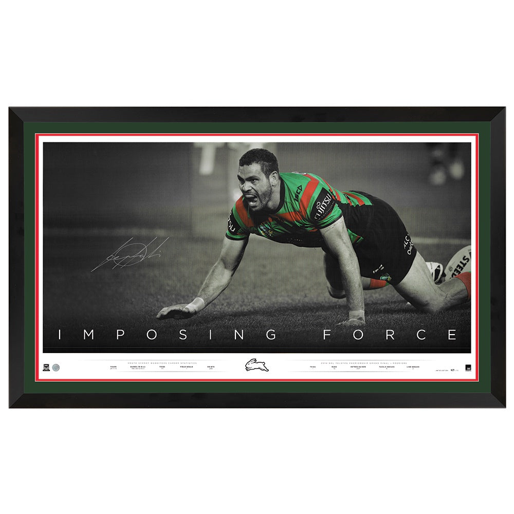 South Sydney Rabbitohs Imposing Force Greg Inglis Signed Print Framed ...