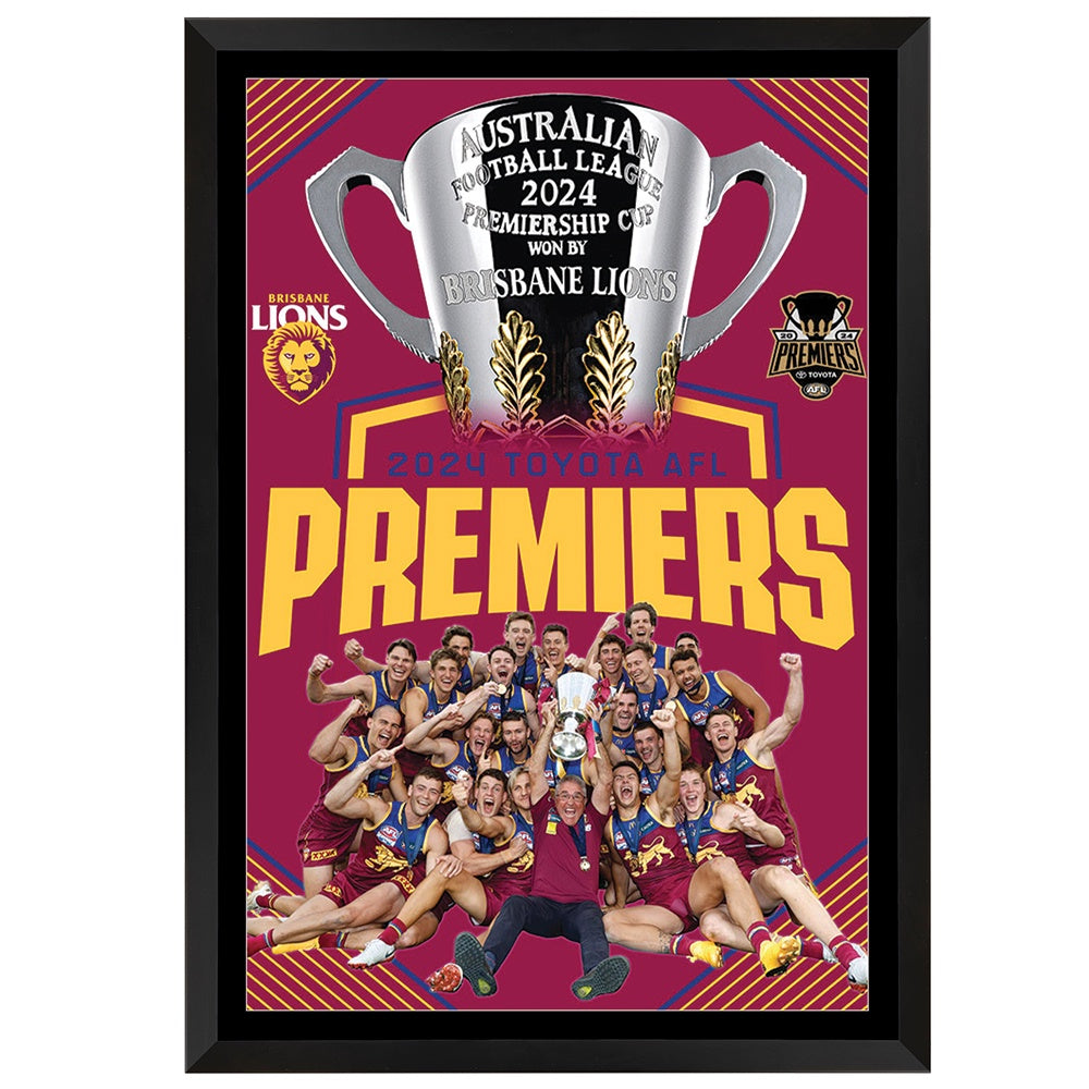 Brisbane Lions 2024 Premiers Post Game Poster Framed – exclusivesignings