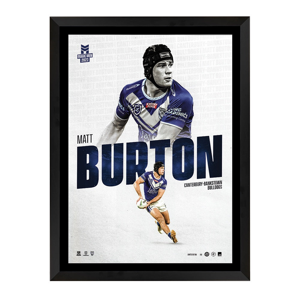 Canterburry Bulldogs Matt Burton Collectors Edition Print Framed ...