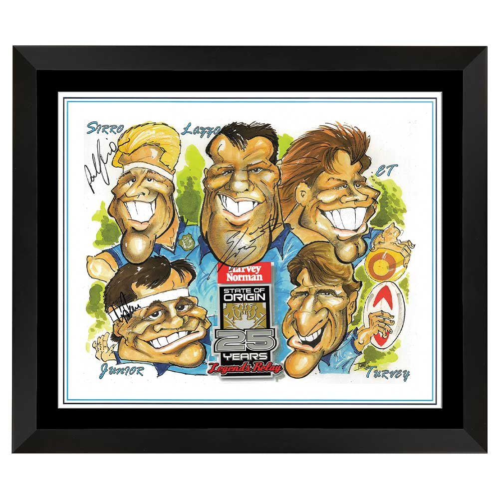 New South Wales Blues State Of Origin Legends Relay Caricature Print T ...