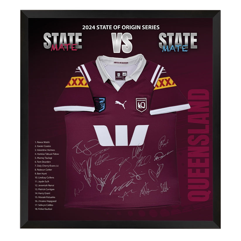 Queensland Maroons State Of Origin Jersey 2024 Team Signed Framed ...