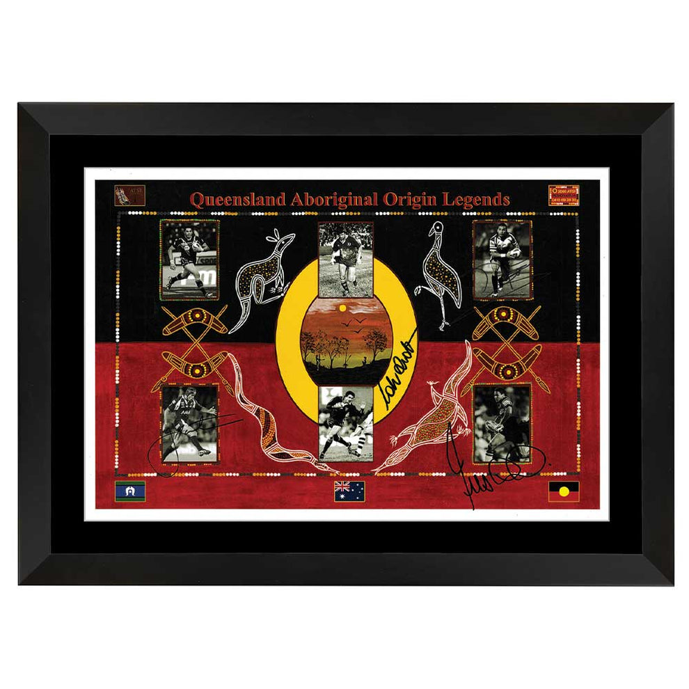 Queensland Maroons State Of Origin Aboriginal Greats Multi Signed Prin ...