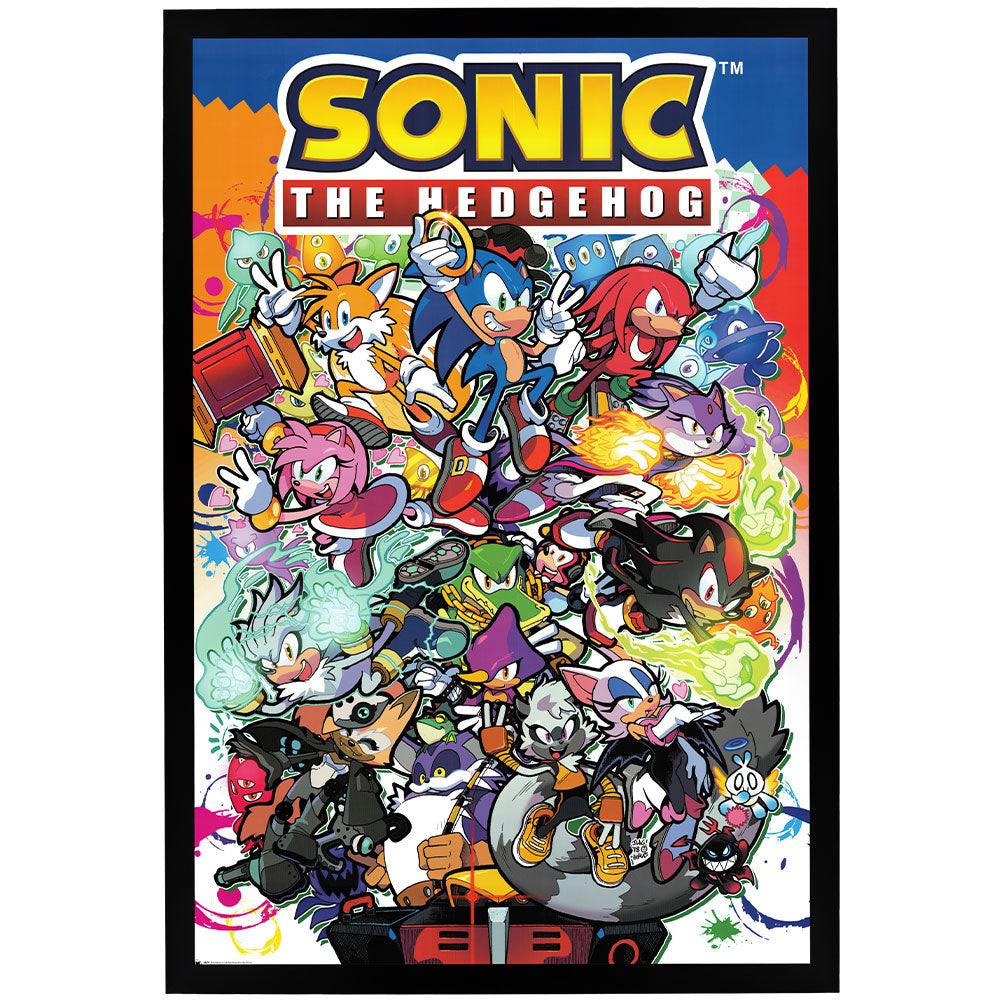 Sonic The Hedgehog Sonic Comic Characters Poster Framed