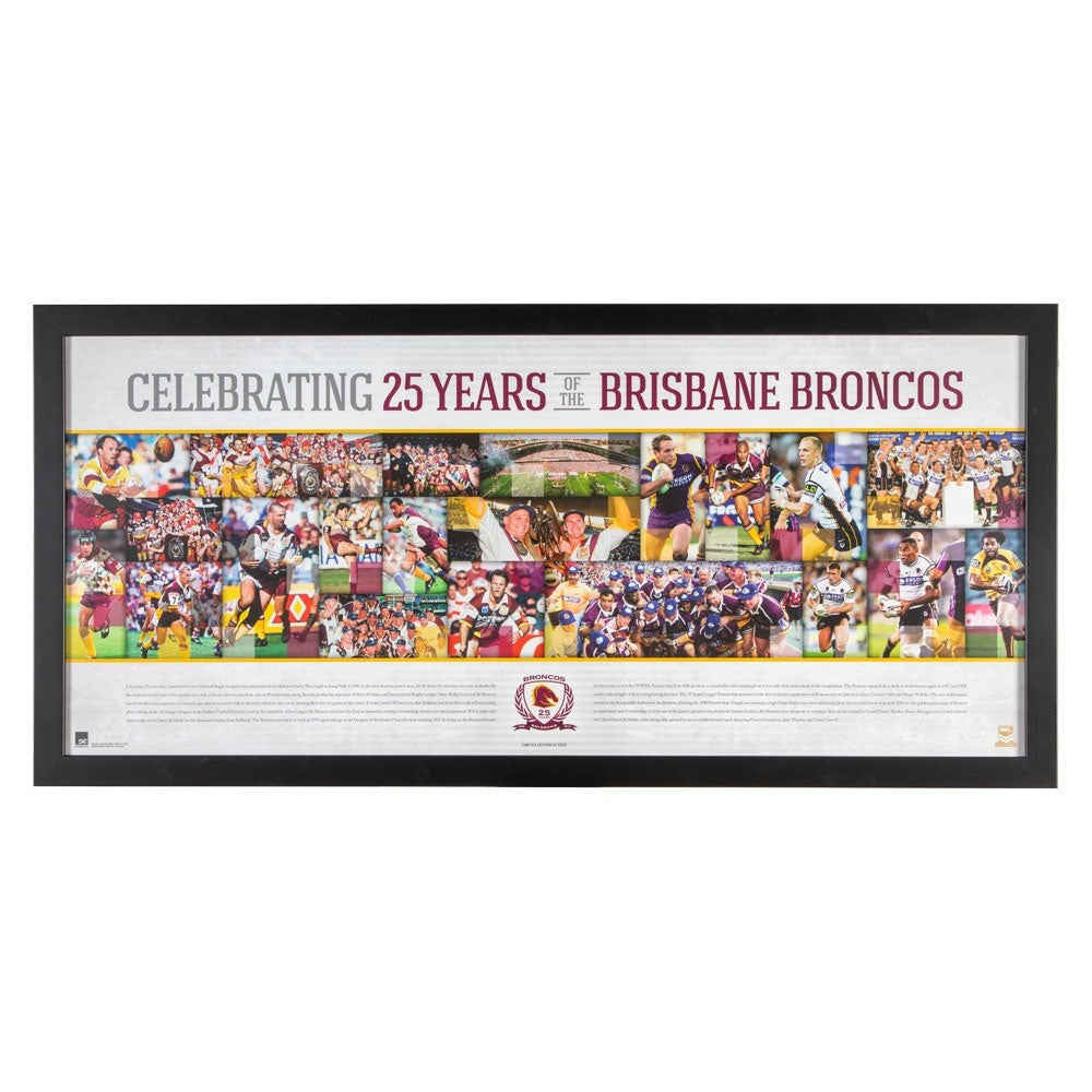 Brisbane Broncos 25 Years Of Broncos Panorama Print Framed ...