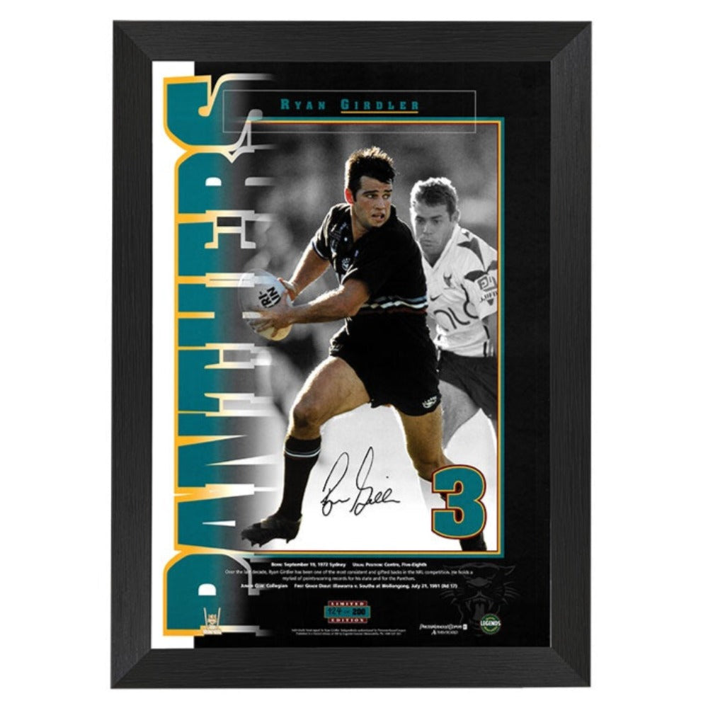 Penrith Panthers Ryan Girdler Numbers Up Print Framed – exclusivesignings