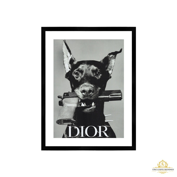 Dior Doberman Print White Framed – exclusivesignings