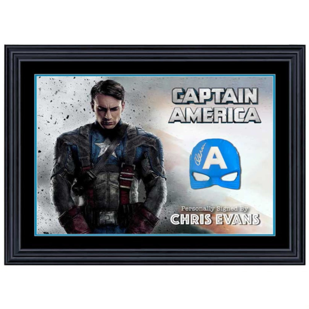 Captain America Chris Evans Signed Mask Framed – exclusivesignings
