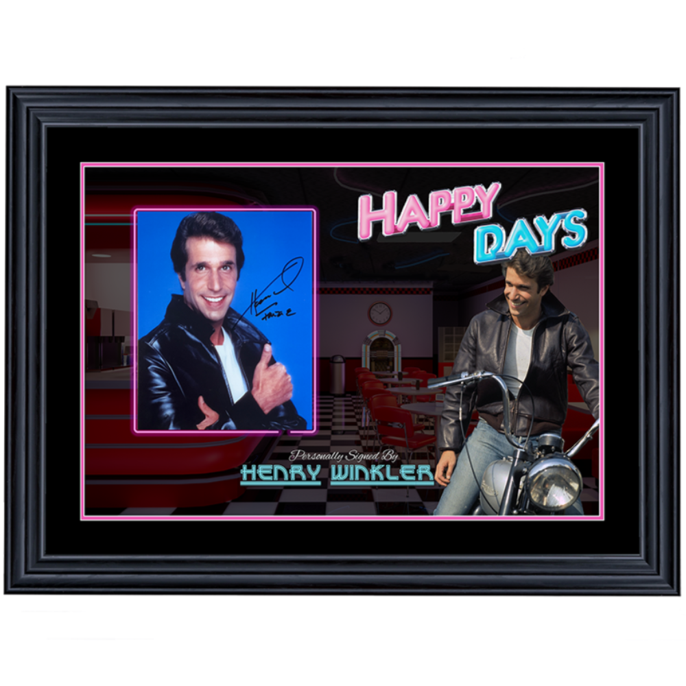 Happy Days Henry Winkler Signed 8x10 Photo 3 Framed – exclusivesignings
