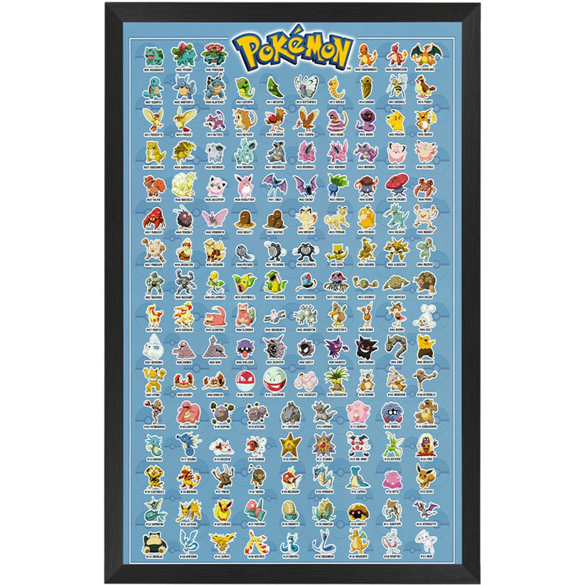 Pokemon Kanto Original 151 Poster Framed – exclusivesignings