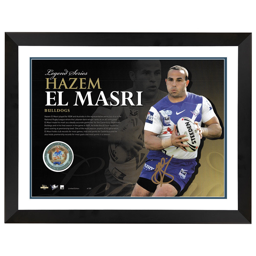 Canterbury Bulldogs Hazem El Masri Signed Print With Medallion Framed ...