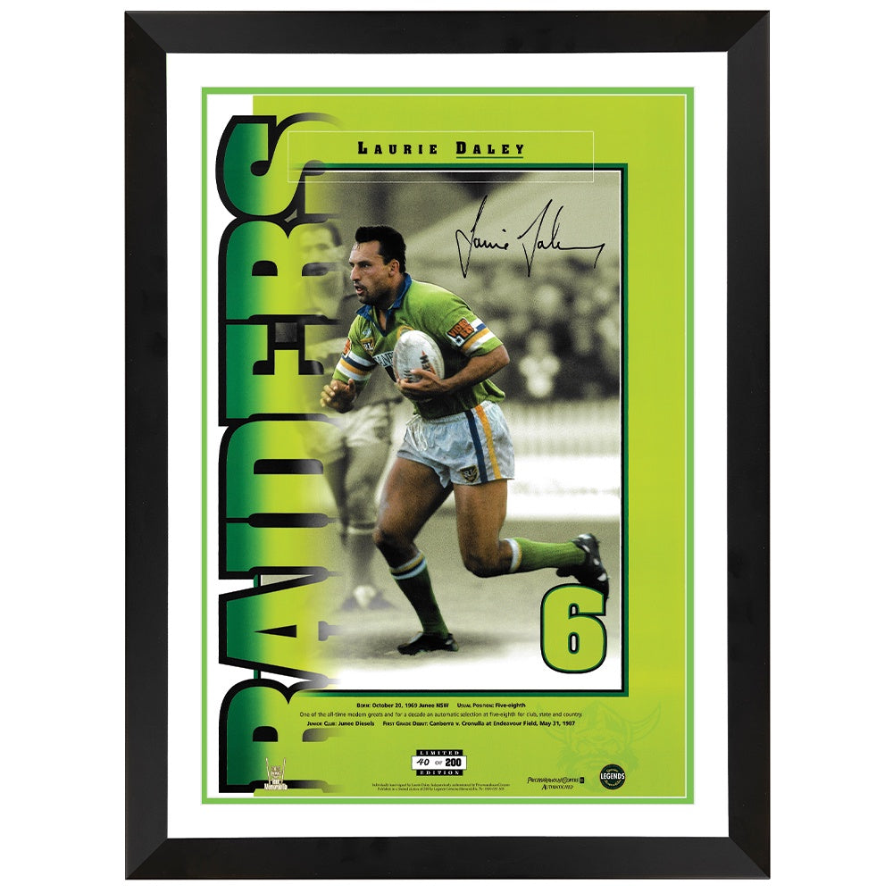 Canberra Raiders Laurie Daley Numbers Up Print Framed – exclusivesignings
