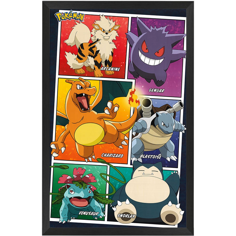 Pokemon Characters Grid 2 Poster Framed – exclusivesignings