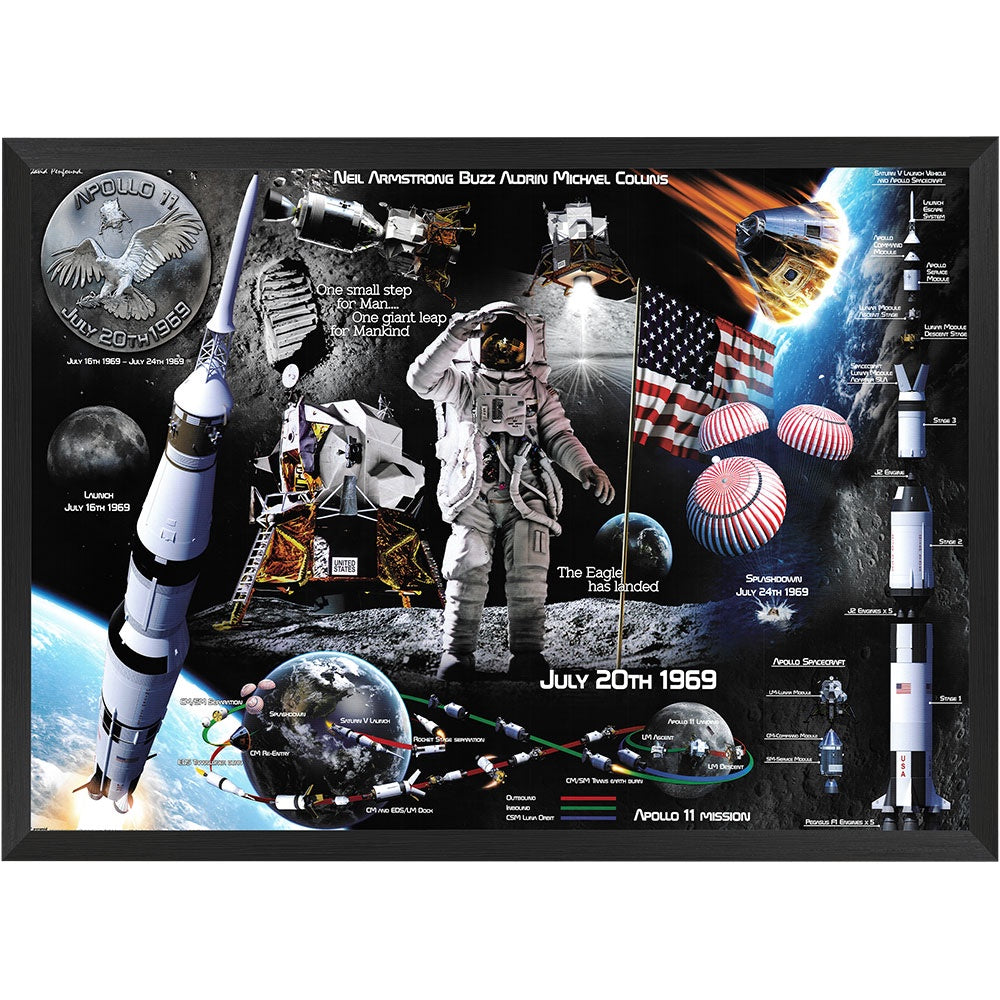 Space Lunar Landing Poster Framed – exclusivesignings